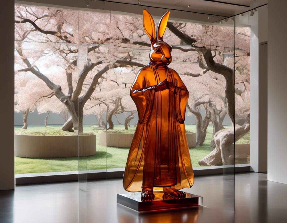 Monk rabbit sculpture (Glass Art XL v2) - AI Generated Artwork ...