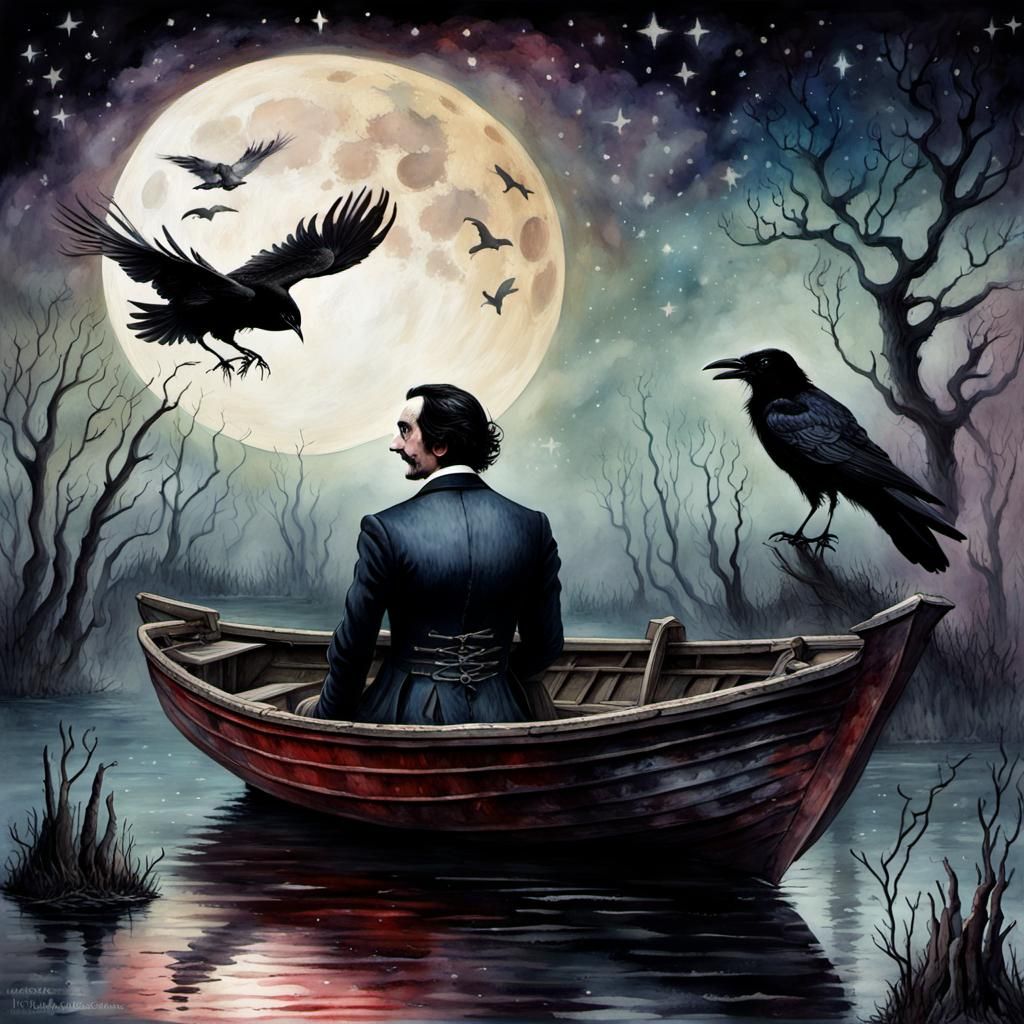 Romantic Gothic Masterpiece: Edgar Allan Poe Surro... - AI Art
