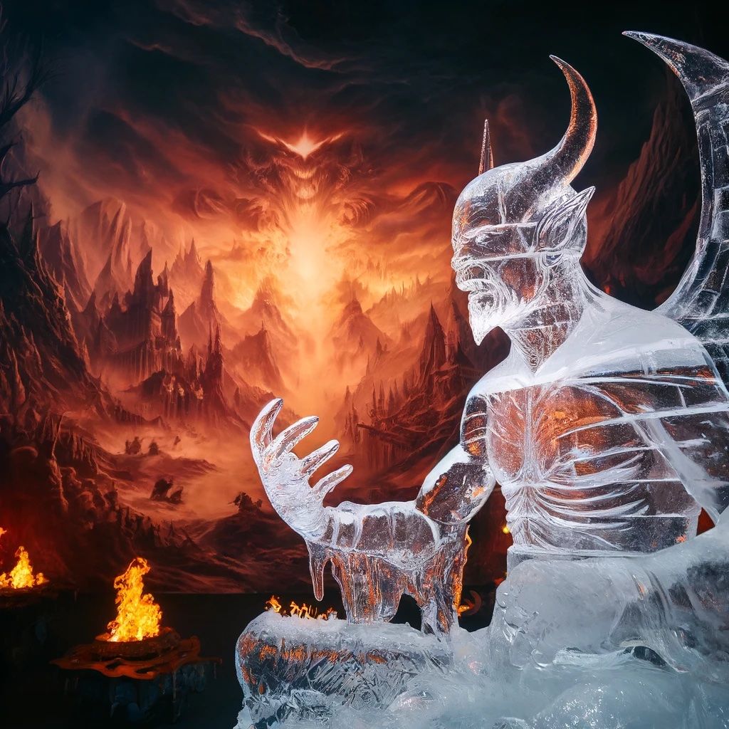 Frostfire Demon Ice Sculpture - AI Generated Artwork - NightCafe Creator