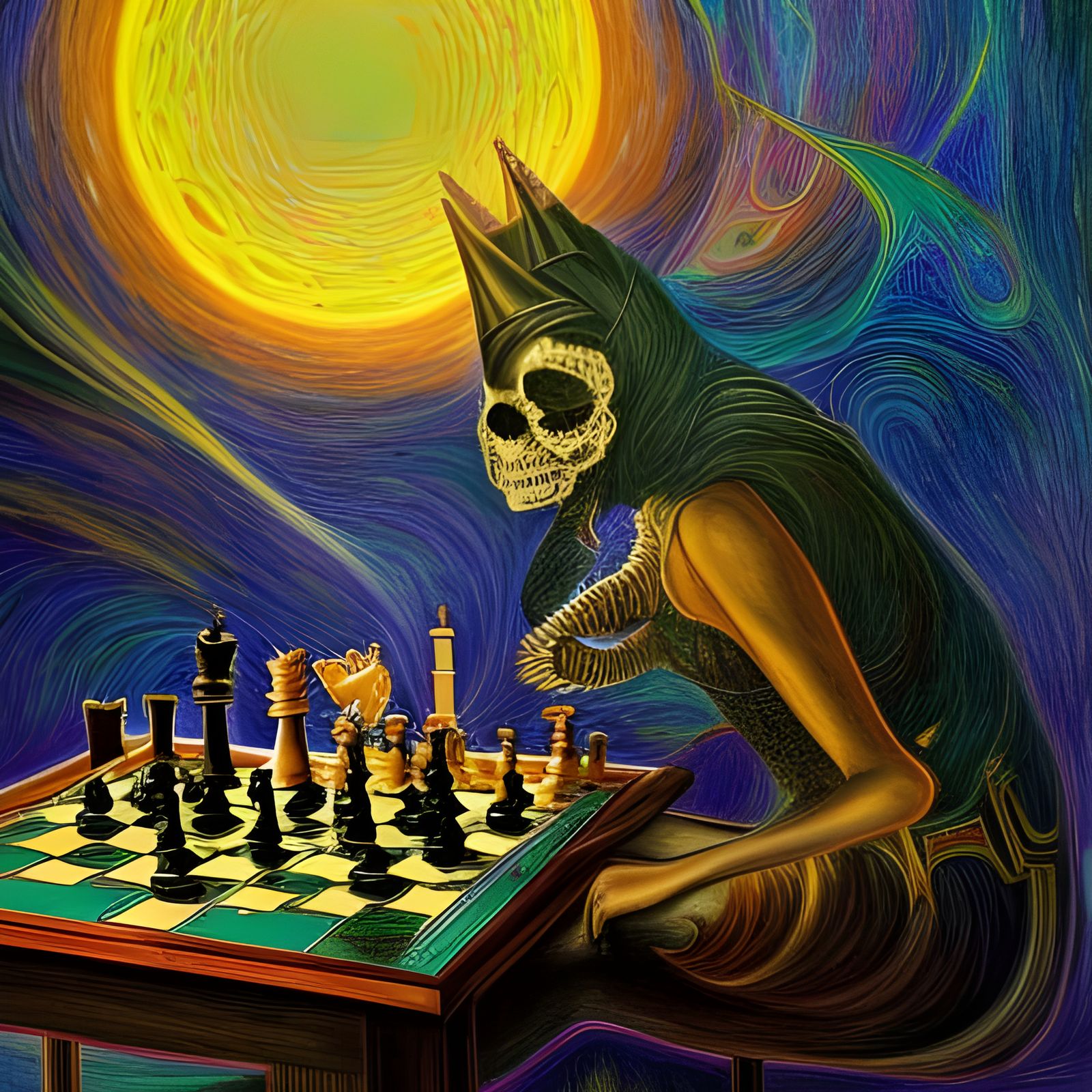 Playing Chess with Death - AI Generated Artwork - NightCafe Creator