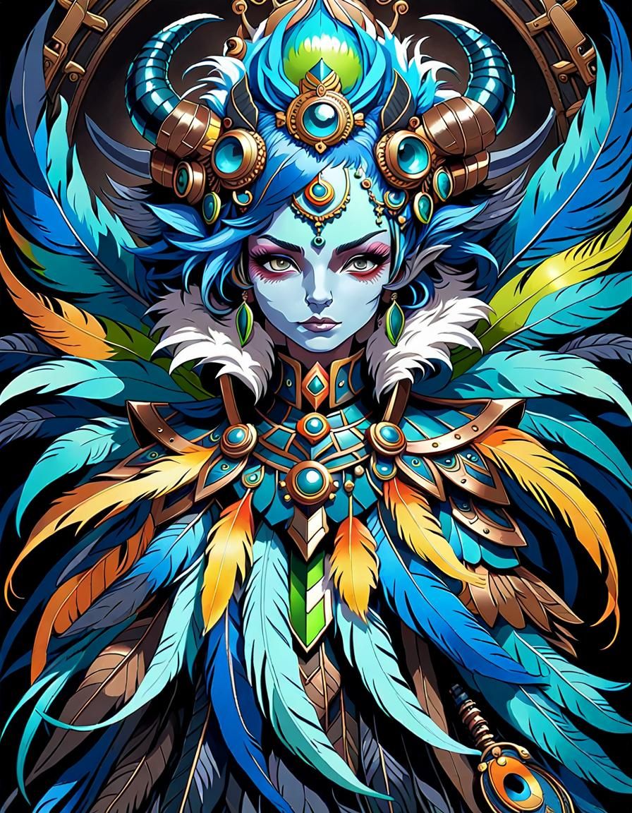 head shoulder portrait of a shadow-like demon lady, anthropomorphic ...