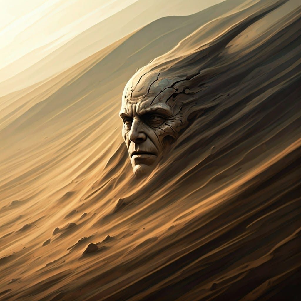 Eroded Sand Face Hides in Plain Sight - AI Art