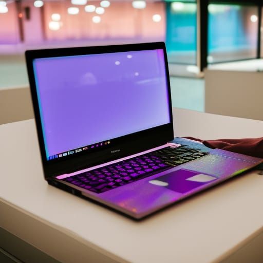 Purple holographic laptop - AI Generated Artwork - NightCafe Creator