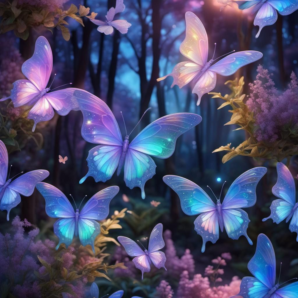 Holographic Butterflies in a Secret Garden - AI Generated Artwork ...