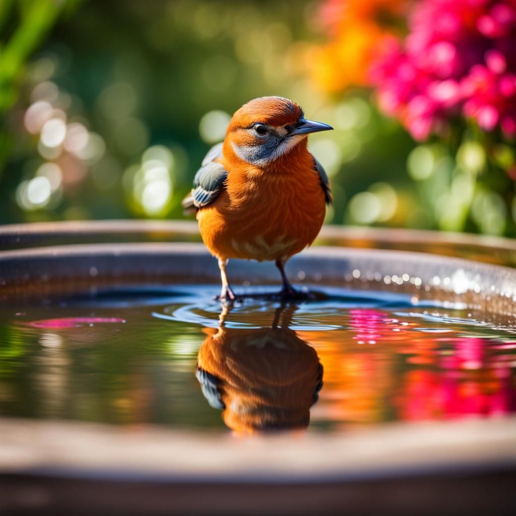 reflections of a bird in a bird bath - AI Generated Artwork - NightCafe ...