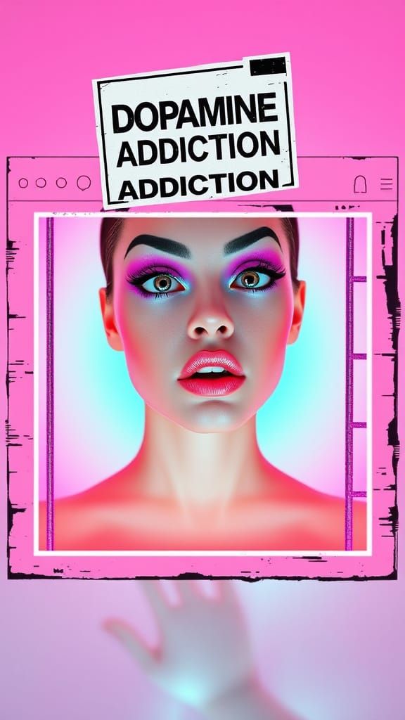 Hyper-Stylized Woman in Distressed Browser Window - AI Art