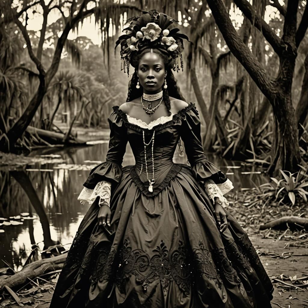 Vintage photo of a young and alluring black voodoo woman in the 1800s ...