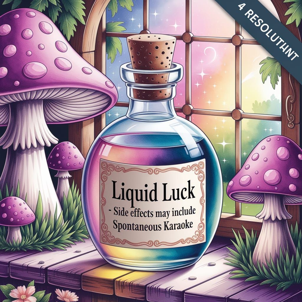 Liquid Luck With A Side Of Karaoke - Whimsical Watercolor Fa...