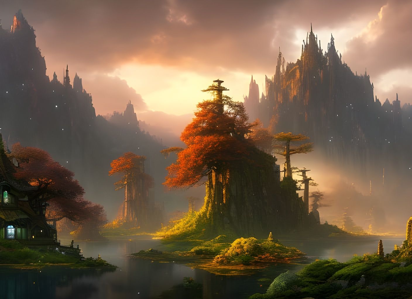 Fantasy houses - AI Generated Artwork - NightCafe Creator