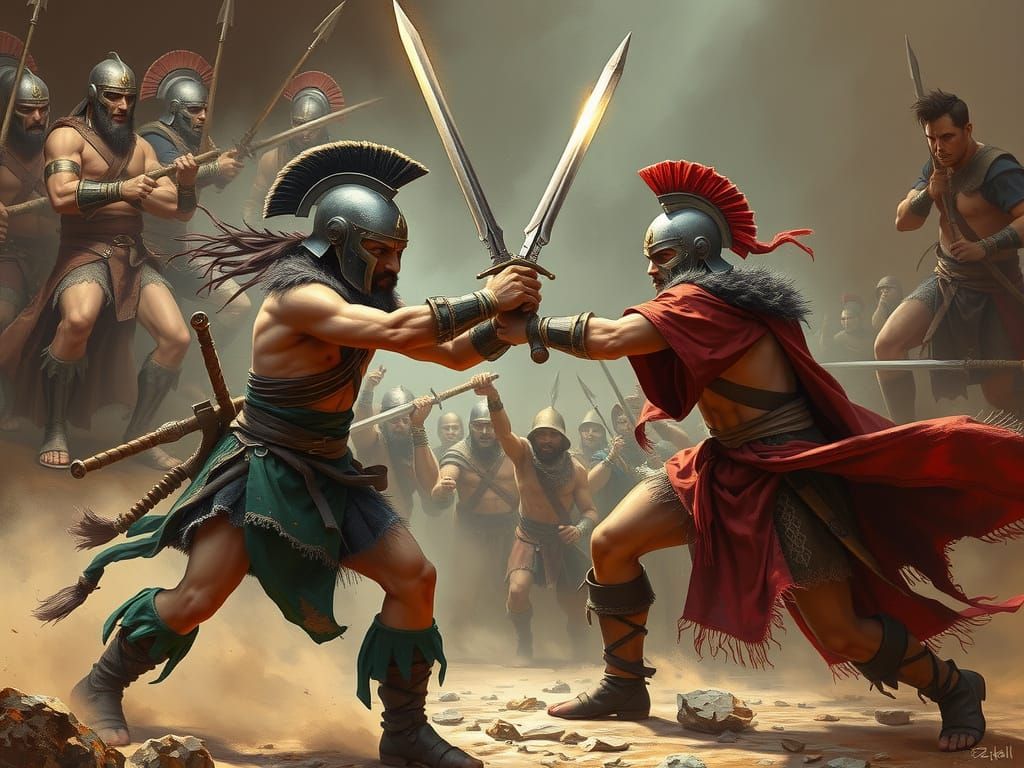 Barbarian Warriors Clash in Epic Battle - AI Art