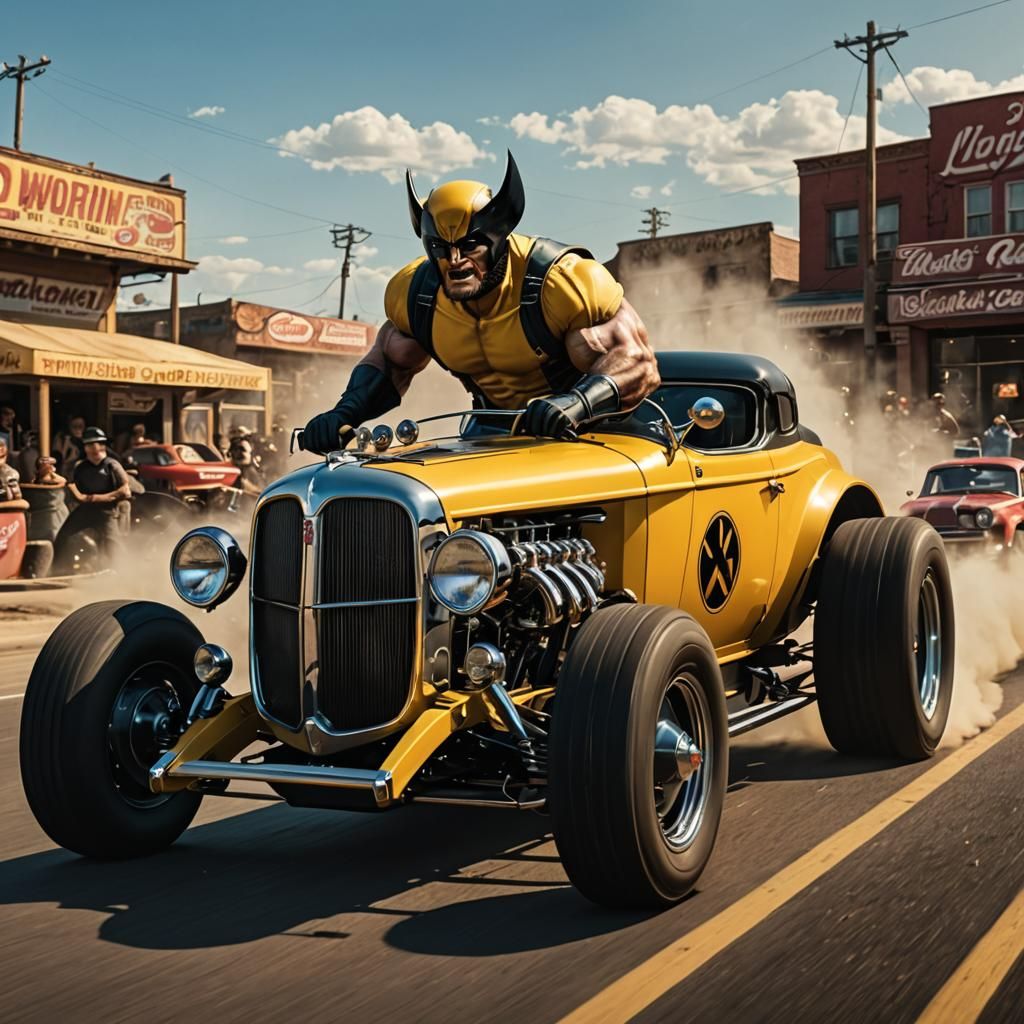 Wolverine driving a hotrod, 8k resolution - AI Generated Artwork ...