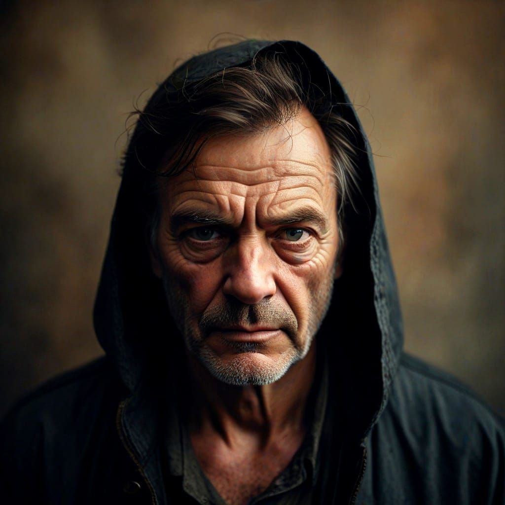 Male portrait - Brooding Man in Close-Up Professional Portra...