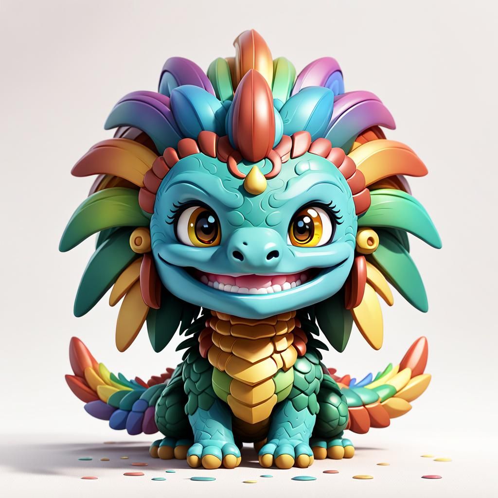 Quetzalcoatl chibi image, minimalist cartoon, smiling and happy - AI ...