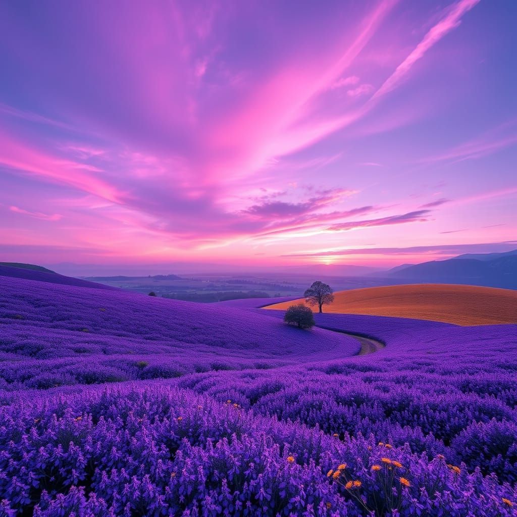 Purple landscape - Vibrant Purple Dreamscape in Whimsical St...