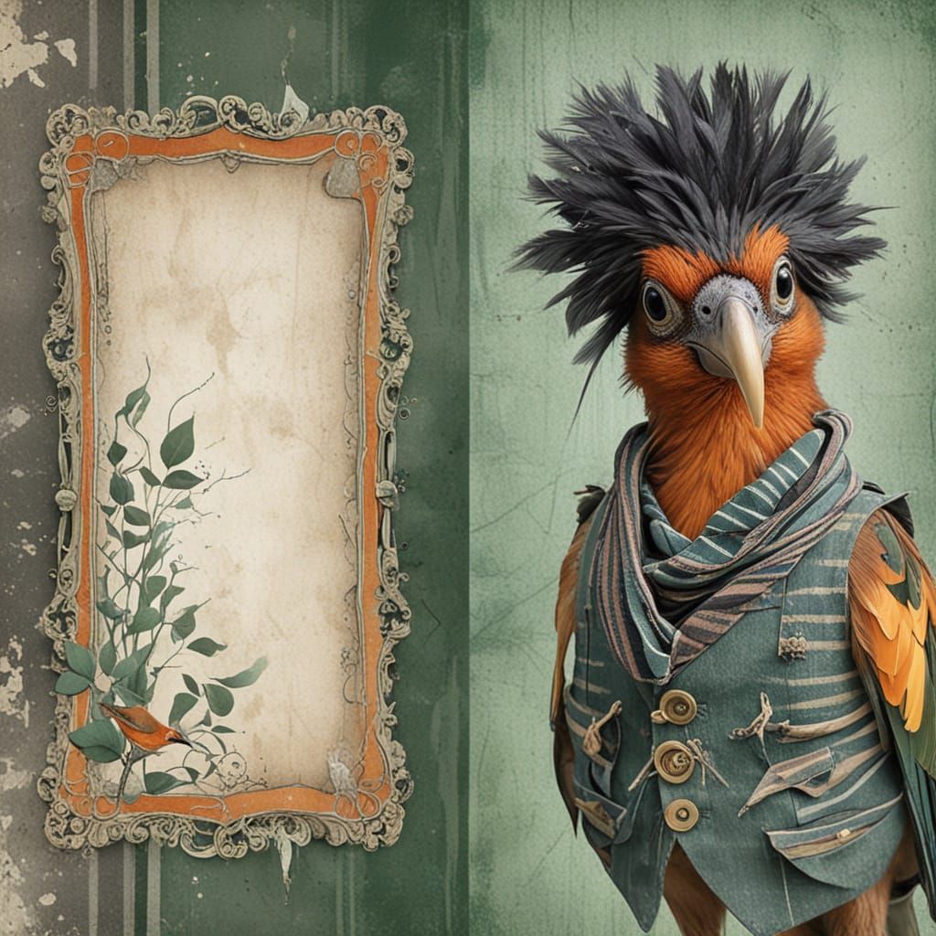 Scrapbooking paper with bird - Vintage-Inspired Bird on Dist...