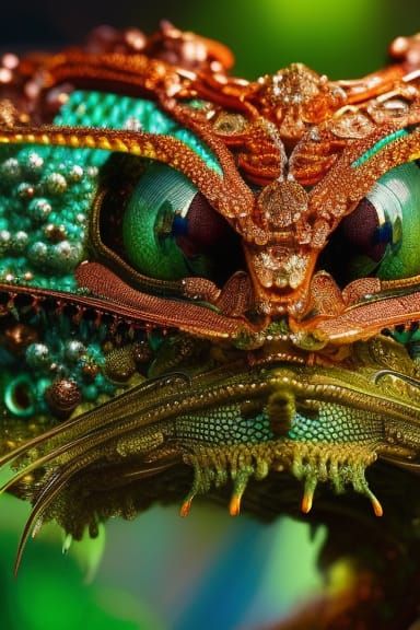 Totale of a filigree higly intricate frog, sophisticated and complex ...