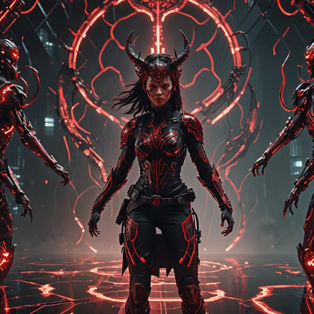 Satanic cybernatic female - AI Generated Artwork - NightCafe Creator