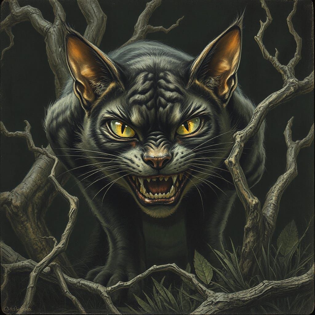 Feral Cheshire Cat Smile - Feral Cheshire Cat's Haunting Gri...