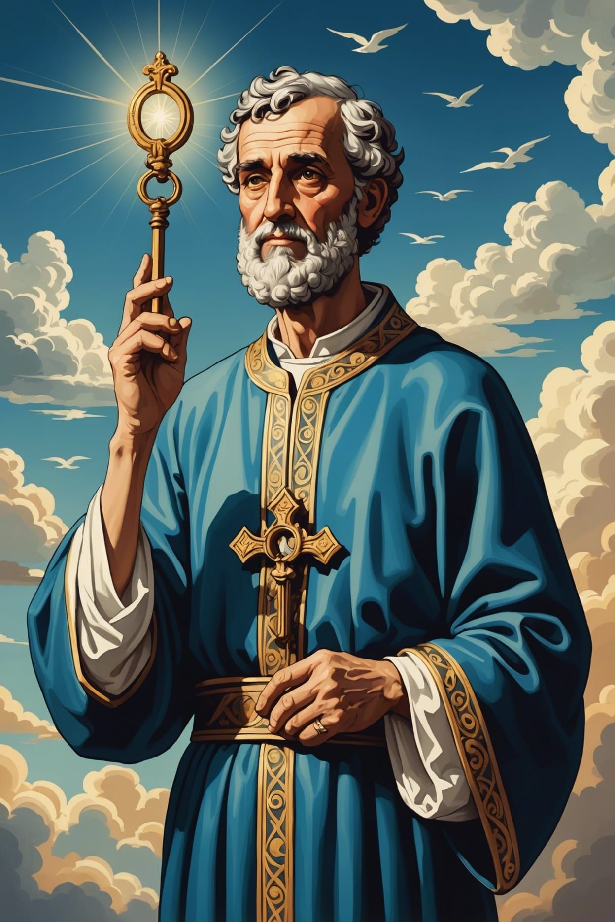 saint peter holding the keys to heaven - AI Generated Artwork ...