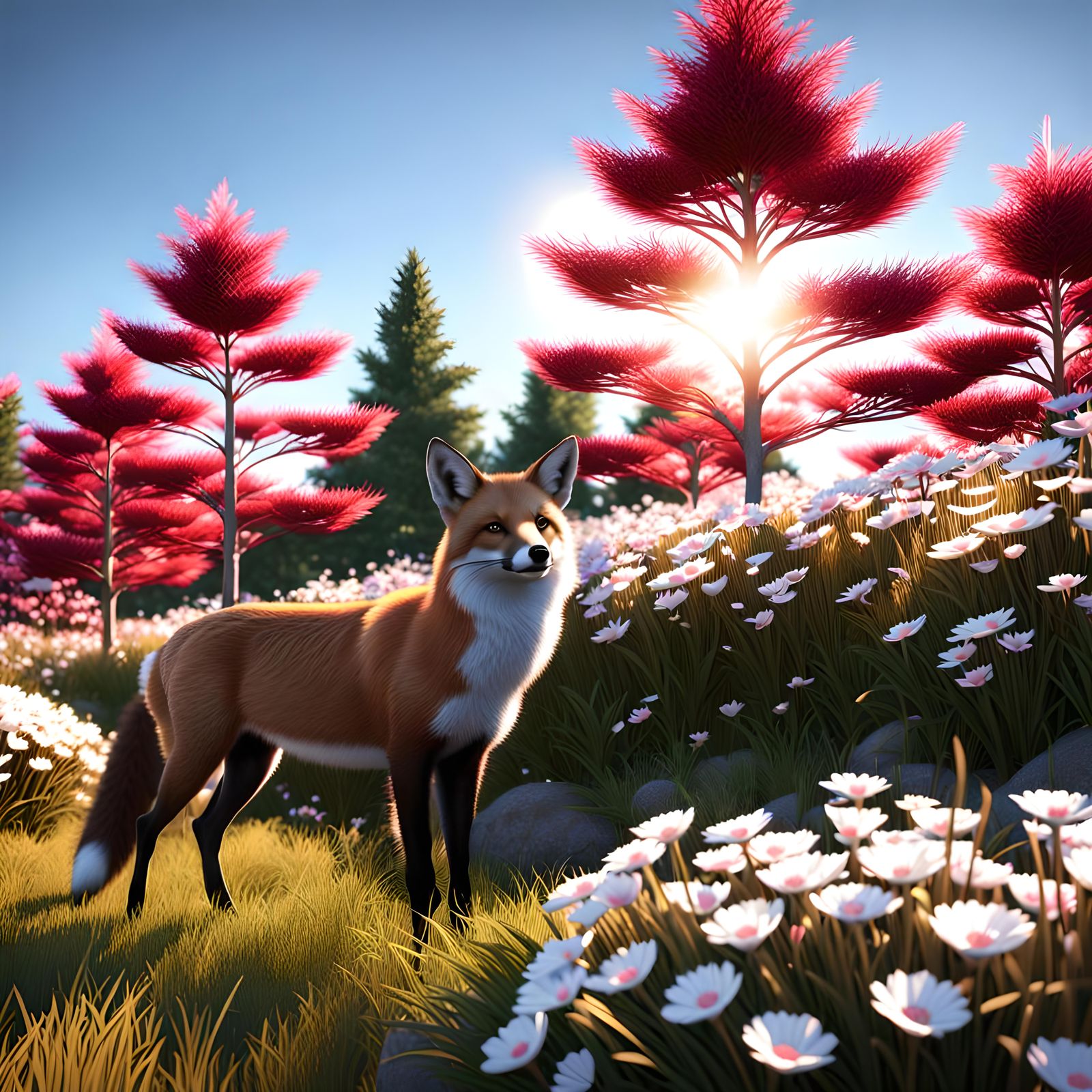 Red Fern Tree Wilderness - AI Generated Artwork - NightCafe Creator