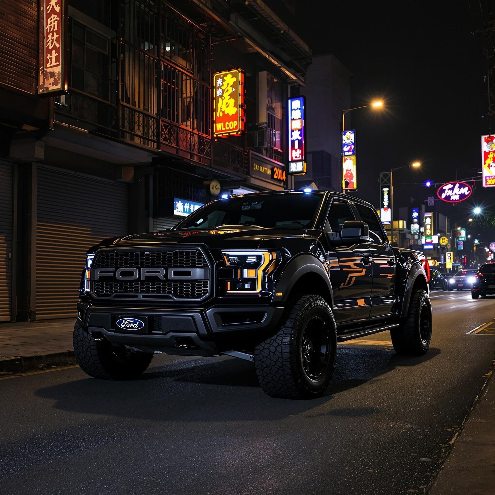 Ford Raptor Dominates Karachi Nighttime - AI Art