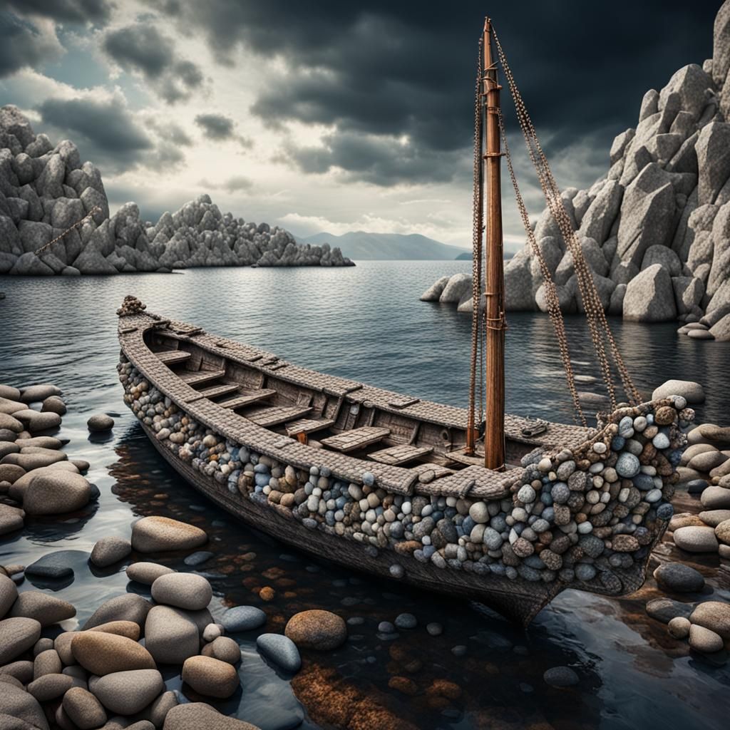 Rock boat - AI Generated Artwork - NightCafe Creator