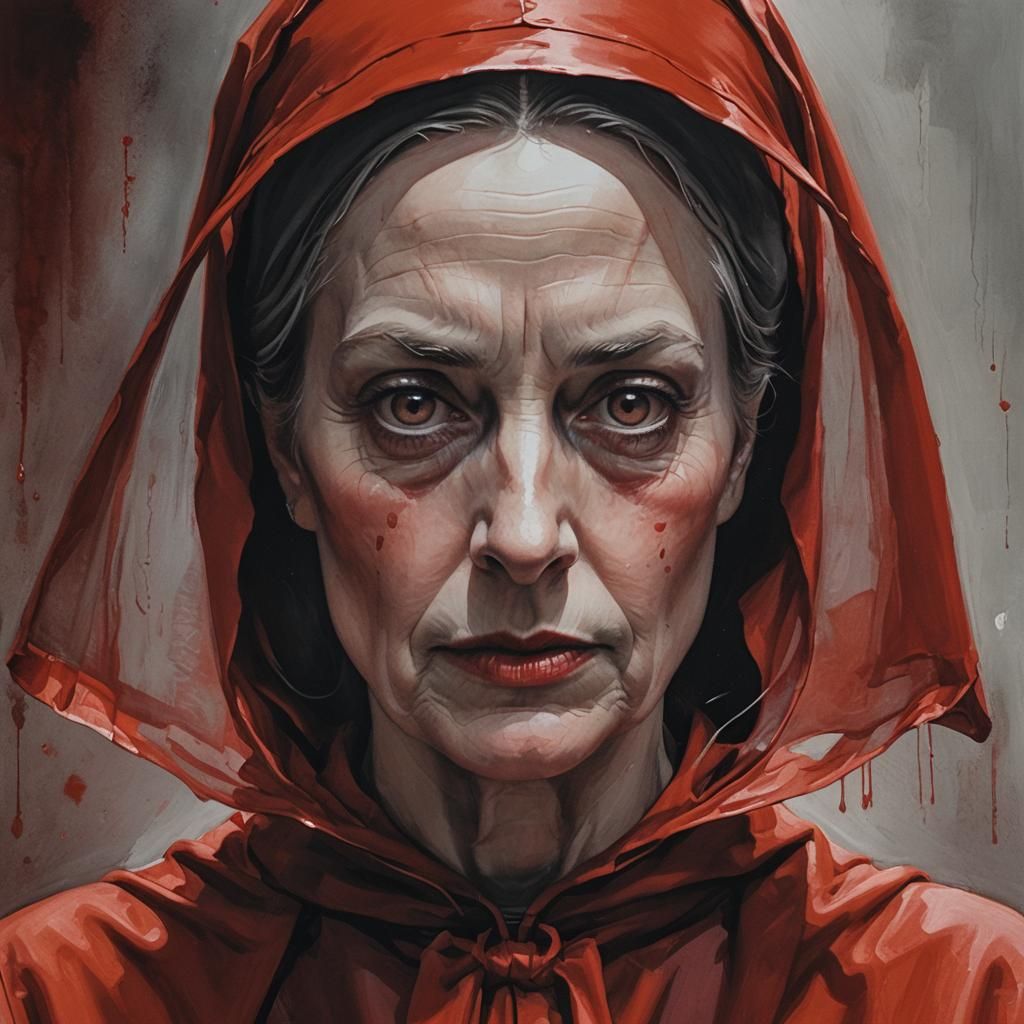 Close-up of a retired handmaid - AI Generated Artwork - NightCafe Creator