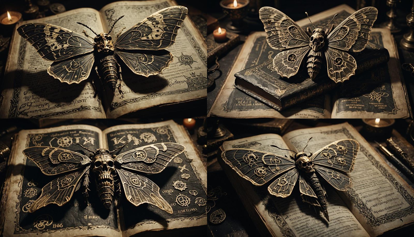 Cursed tome with undead Moth - AI Generated Artwork - NightCafe Creator
