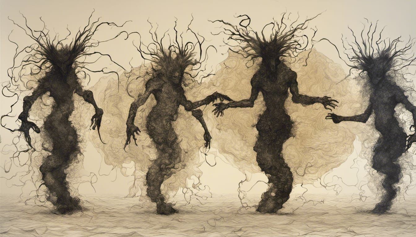 Ink Monsters Dancing on the Paper V - AI Generated Artwork - NightCafe ...