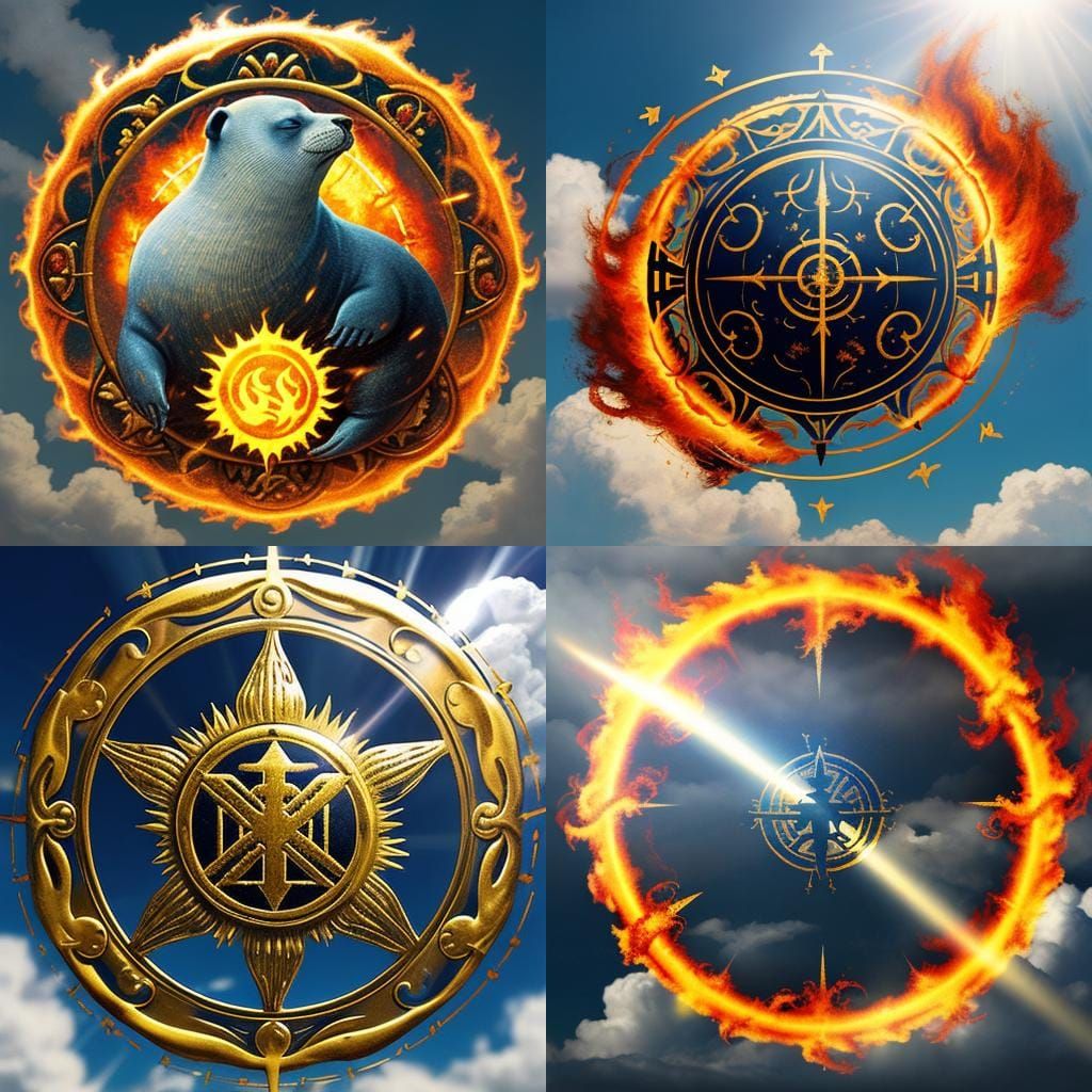 Fire seal sigil set ablaze entities fleeing - AI Generated Artwork - NightCafe Creator