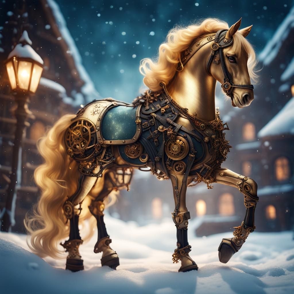 steampunk winter wonderland horse - AI Generated Artwork - NightCafe ...