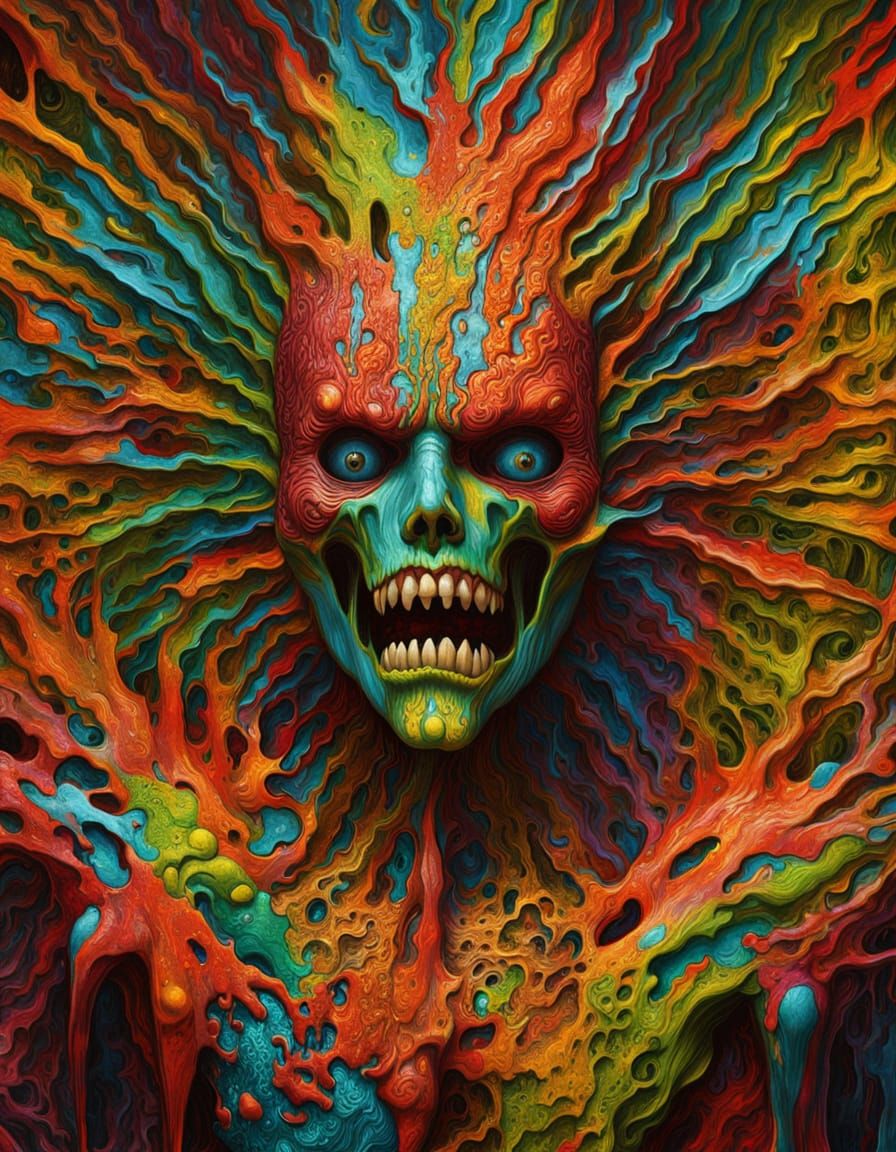 From out of the Colors - Surreal Demon Face in Expressionist...