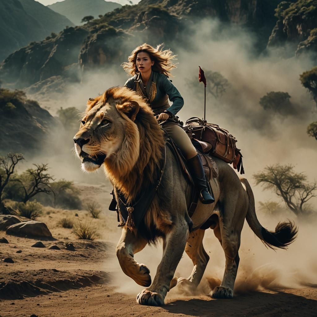 a Lion rider woman - AI Generated Artwork - NightCafe Creator