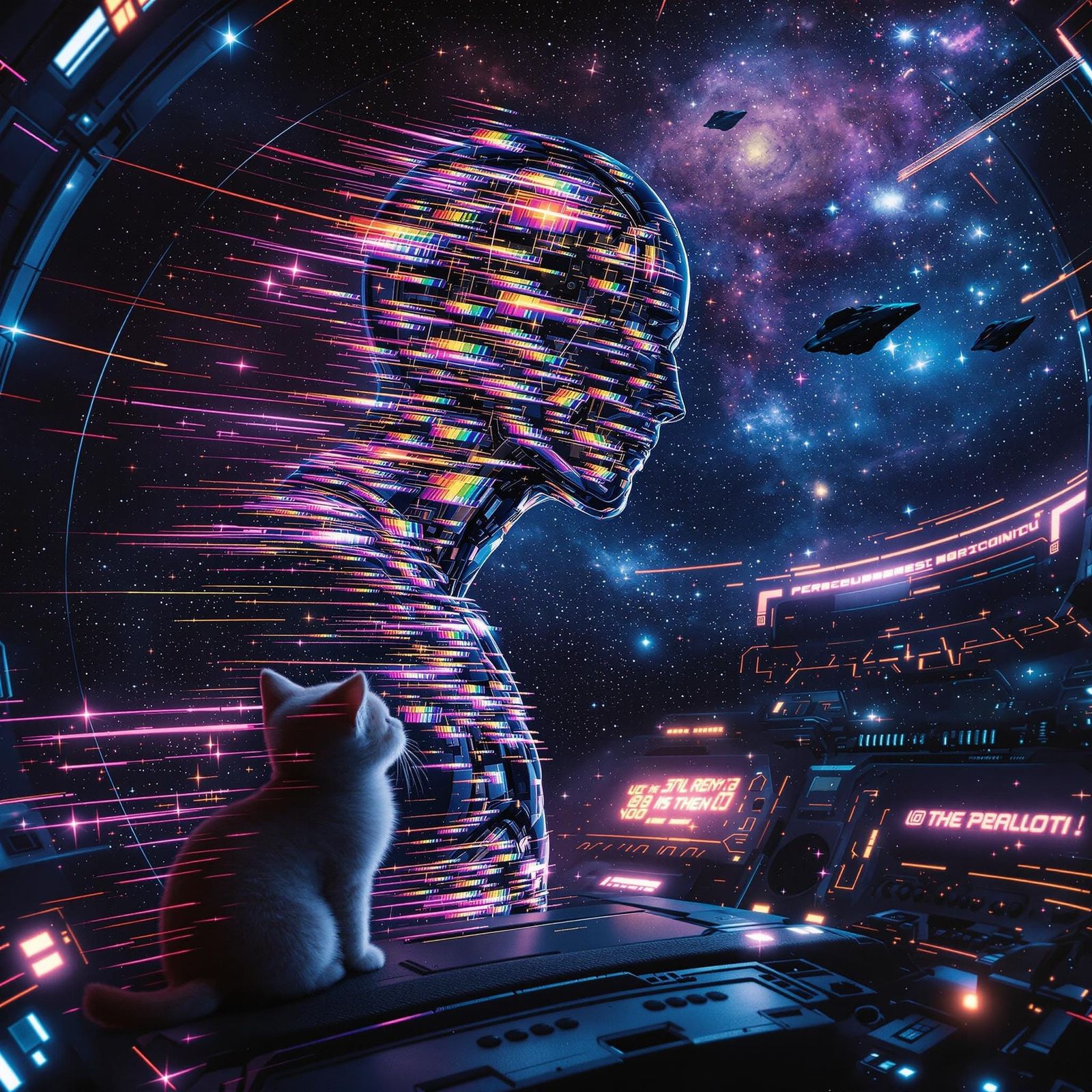 Glitch AI PearLoti's Portraits: Star War's Call, Meow's Far Roar