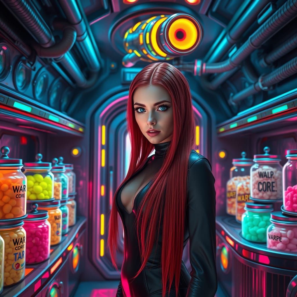 Star Trek Futuristic Candy Parlour with Vibrant Ne... - AI Art