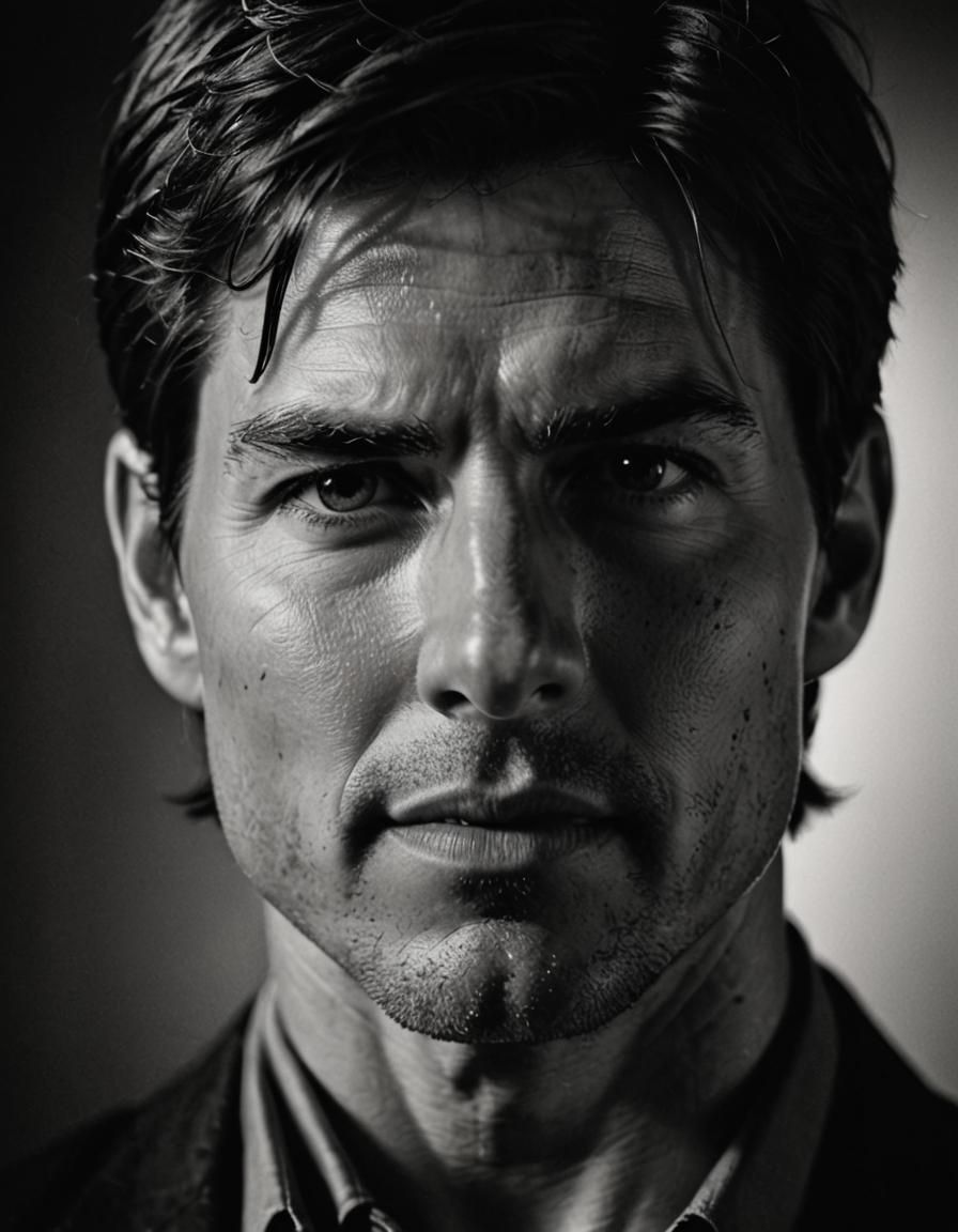 Tom Cruise portrait B&W - AI Generated Artwork - NightCafe Creator