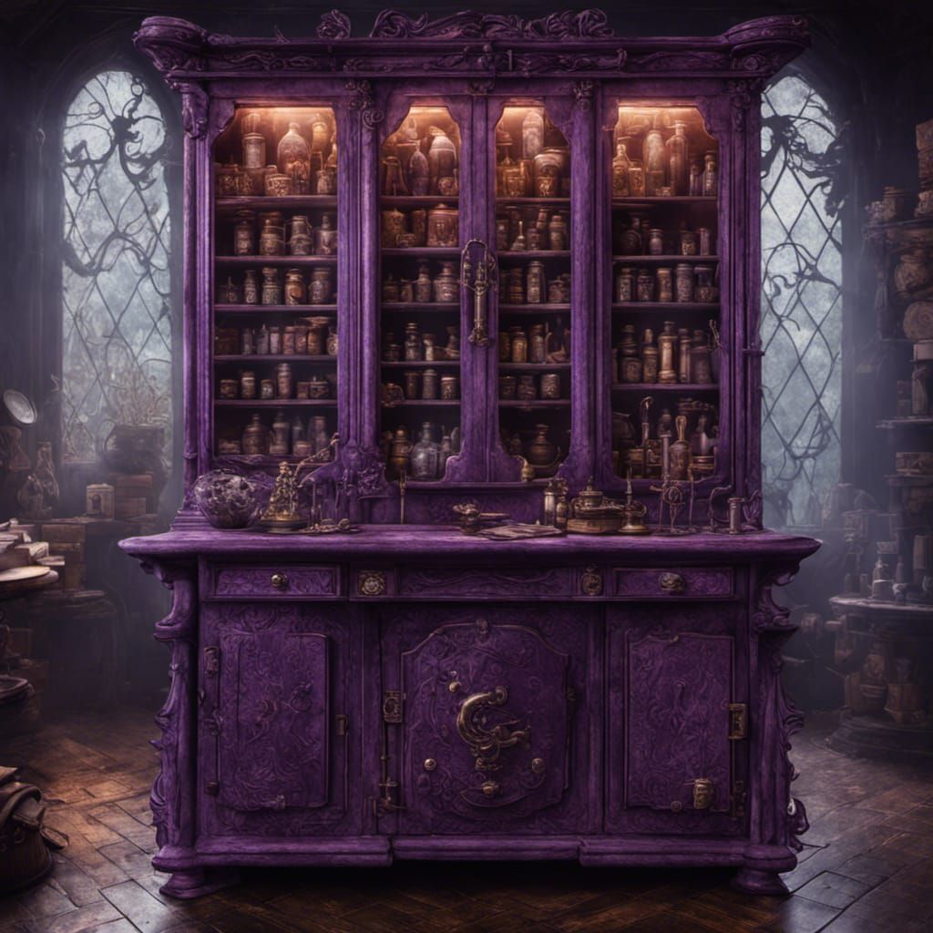 Apothecary wizard cabinet, purple, 8K, png - AI Generated Artwork ...