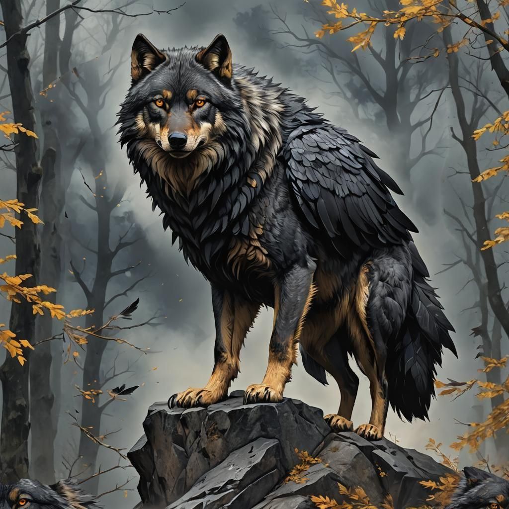 Mythical Winged Wolf - AI Generated Artwork - NightCafe Creator