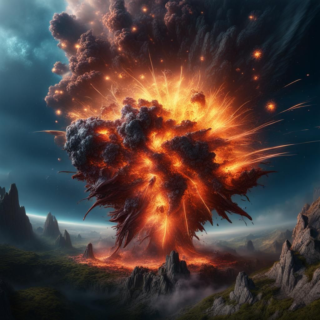 Earth exploding - AI Generated Artwork - NightCafe Creator
