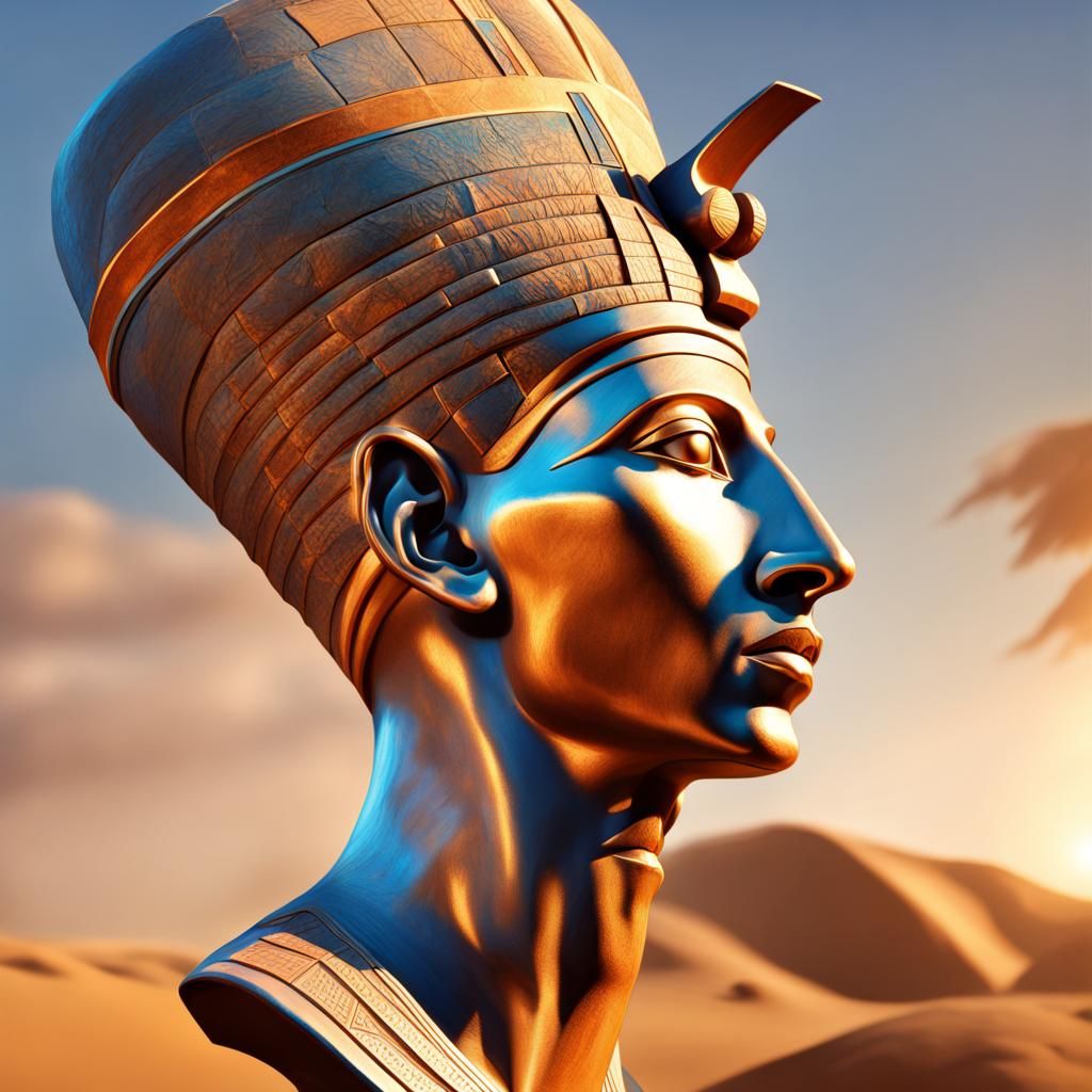 Akhenaten, first pharaoh Hyperrealistic, splash art, concept art, mid ...