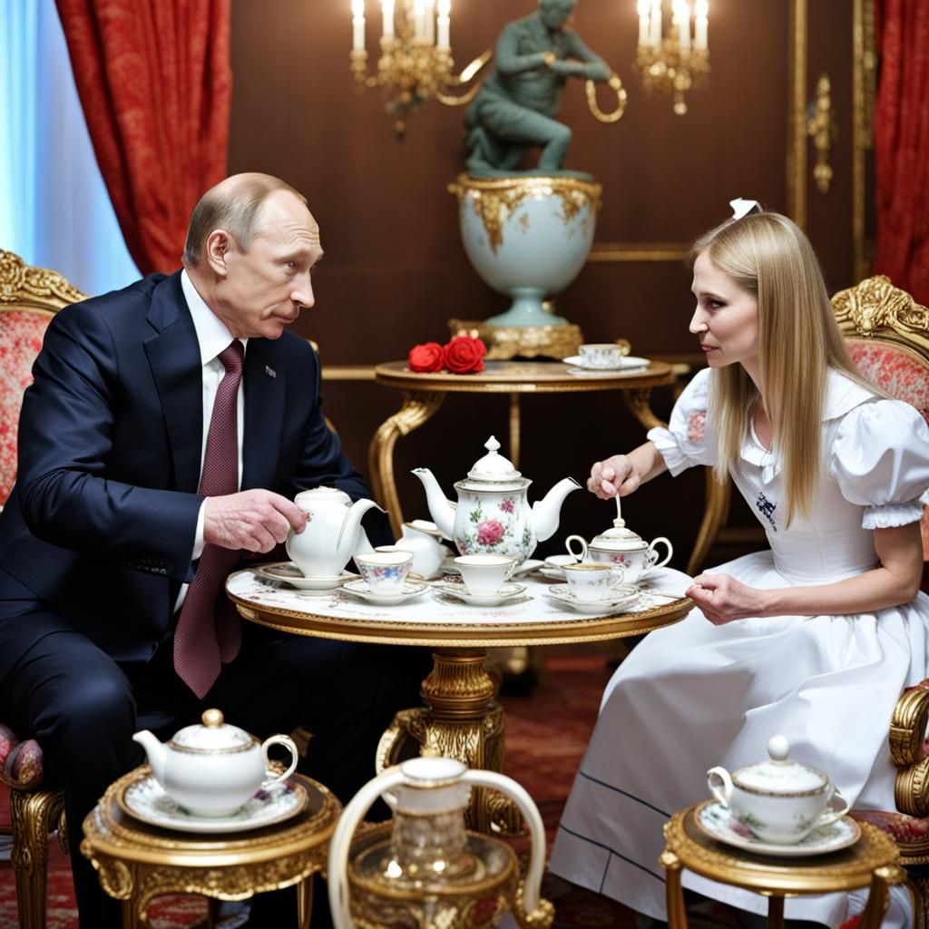 putin , having tea with Alice in wonderland - AI Generated Artwork ...