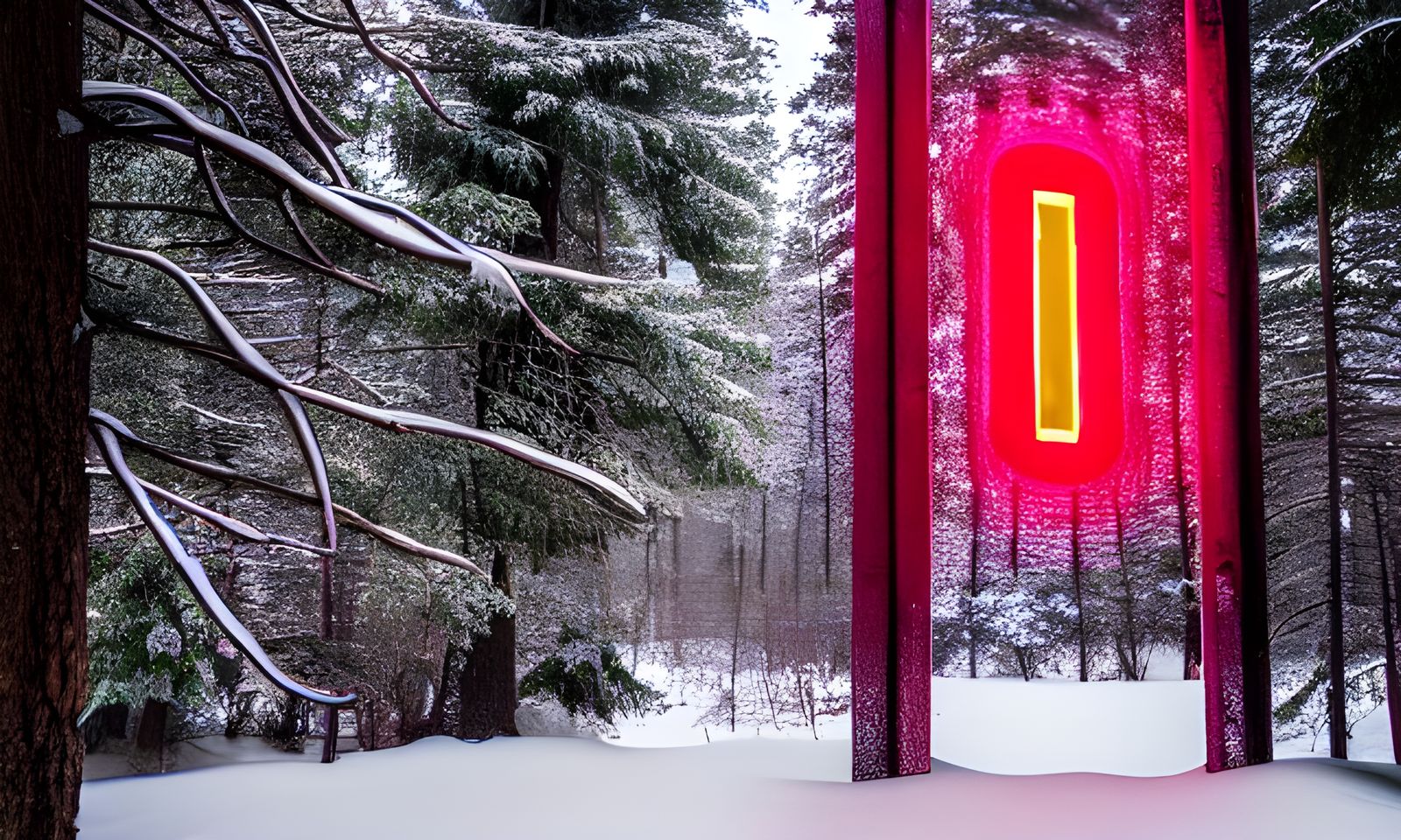 A photograph of a doorway to another dimension that has glowing, red ...