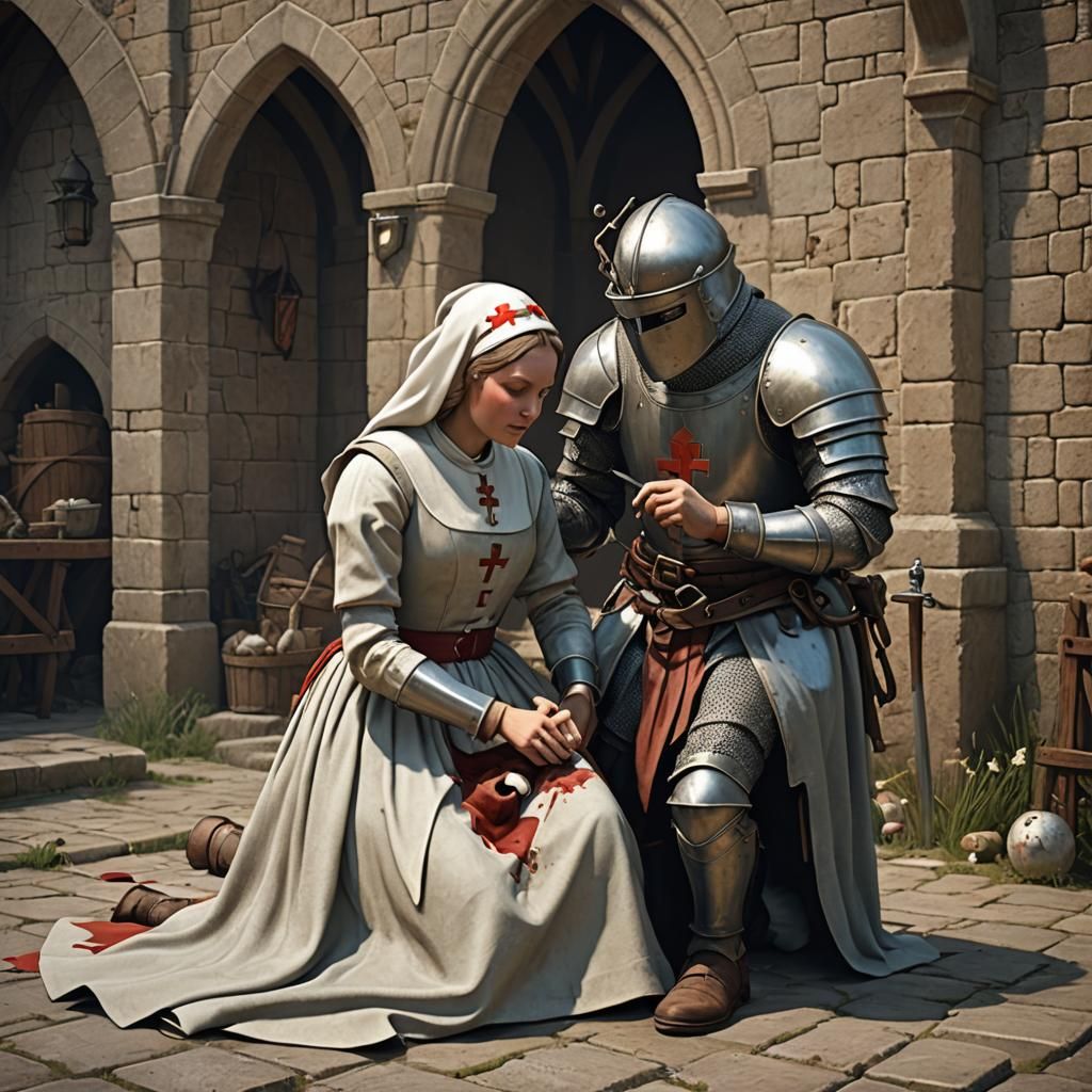 Medieval nurse caring for a wounded knight [10th Place in the ...