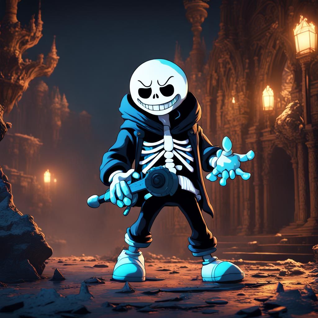 Sans in Megalovania mode - AI Generated Artwork - NightCafe Creator