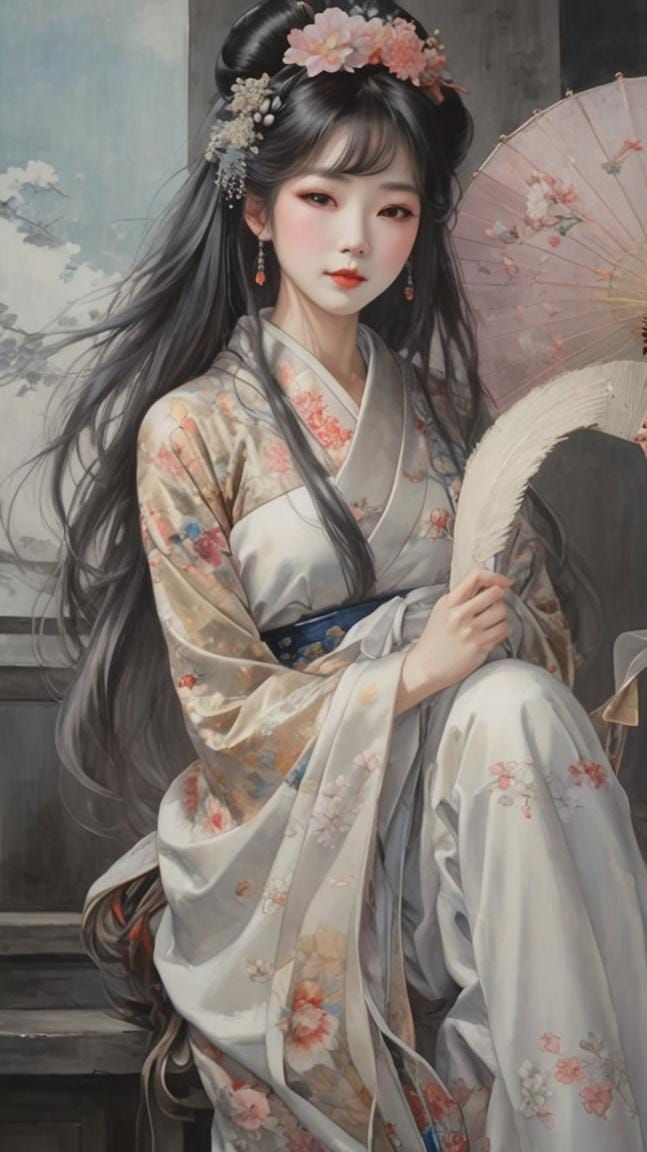 Geisha Lady (variations) - Geisha Lady in Elegant Traditiona...