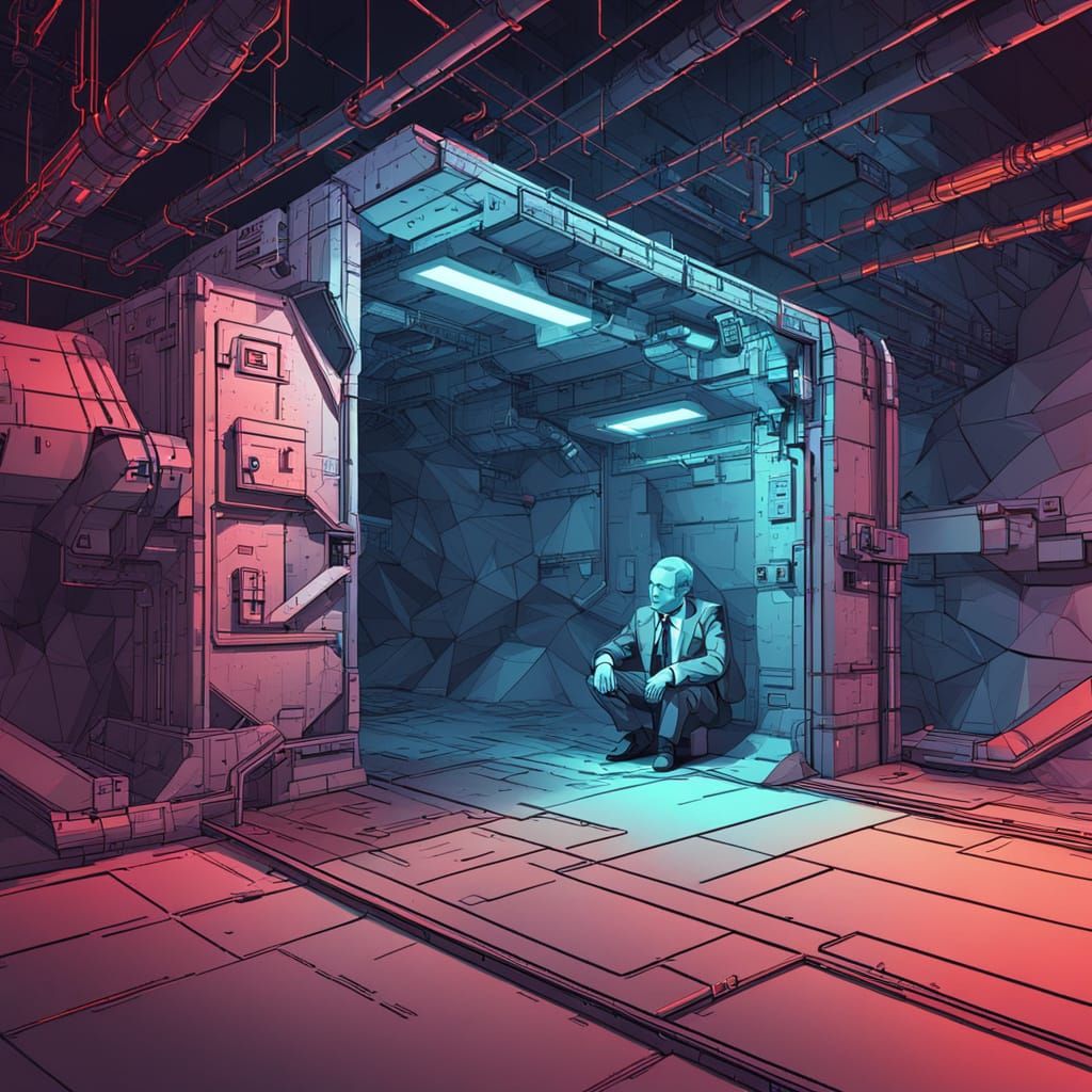 Secret Underground Bunker: Isometric Low-Poly Art - AI Art