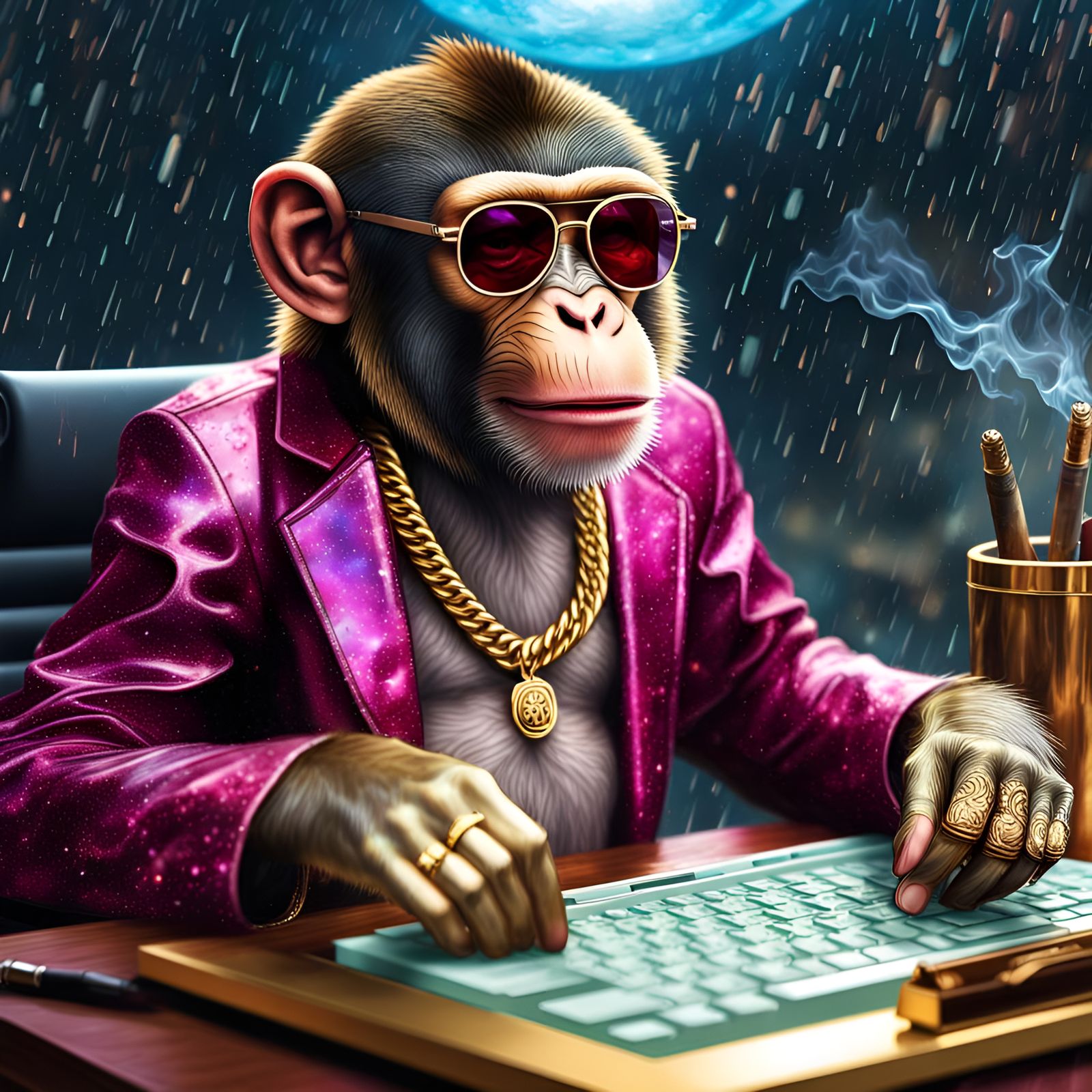Very Bossy Suit Wearing Chain Smoking Multi Million Dollar Monkey Dude ...