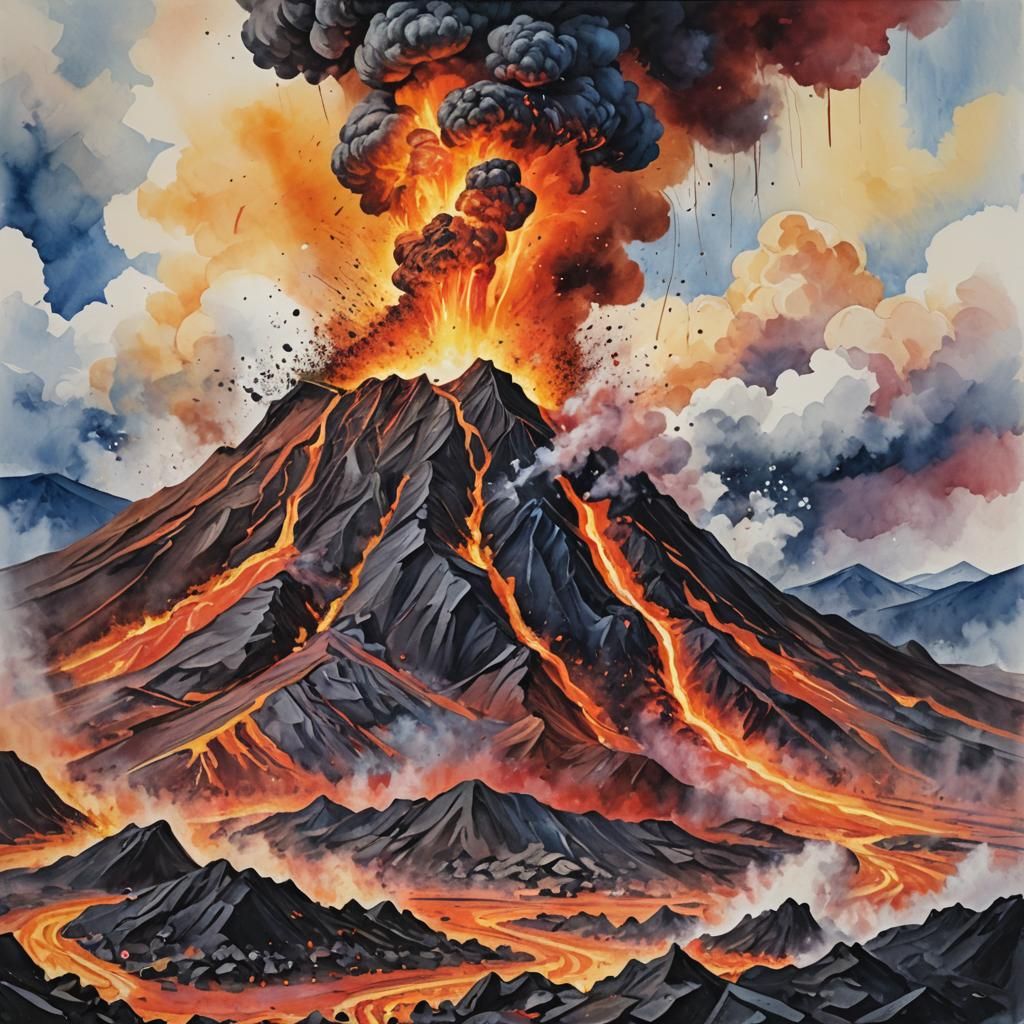 erupting volcano - AI Generated Artwork - NightCafe Creator