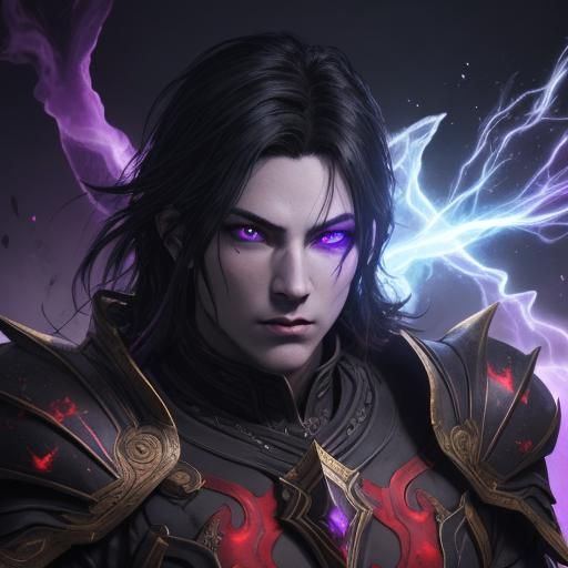 VERY power male GOD with a very powerful black purple red aura, no ...