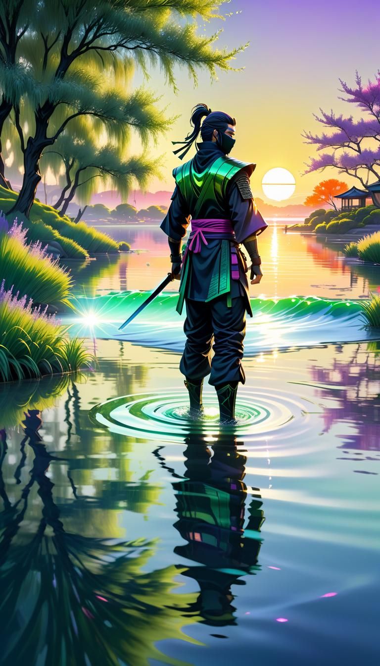Ninja in water. 2 - AI Generated Artwork - NightCafe Creator
